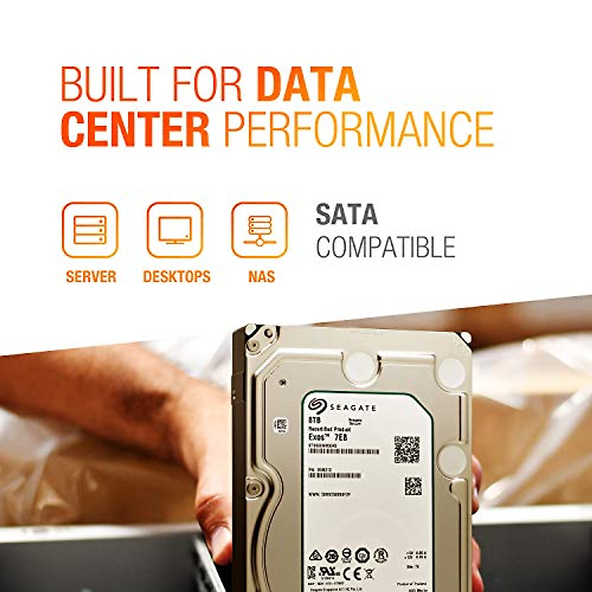 Seagate Exos 7E8 Enterprise Capacity 3.5 HDD 8TB 7200 RPM SATA 6Gb/s 4Kn 256MB Cache 3.5-Inch Enterprise Hard Disk Drive ST8000NM0045 (Renewed)