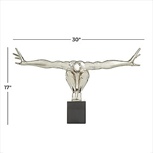 Deco 79 Aluminum Diver Sculpture, 30" x 5" x 17", Silver