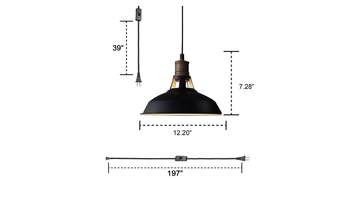 CLAXY Industrial Farmhouse Plug-in Barn Pendant Light