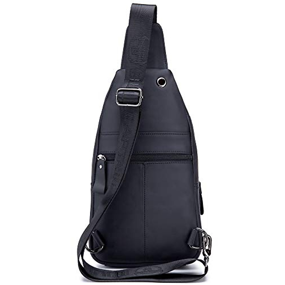 BULLCAPTAIN Mens Leather Crossbody Bag Shoulder Sling Bag Casual Daypacks Chest Bags for Travel Hiking Backpacks (Black)