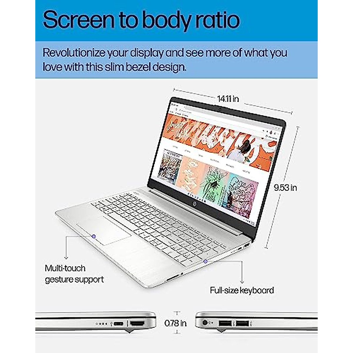 HP 2023 Newest 15.6" Laptop, AMD Ryzen 7 5700U (Beats i7-1265U), 16GB RAM, 512GB SSD, HD Micro-Edge Display, AMD Radeon Graphics, Thin & Portable, Wi-Fi 6, Bluetooth, Windows 11 Home, ‎Natural Silver