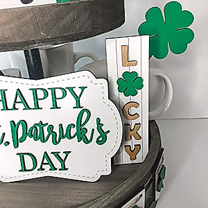 St. Patrick's Day Tiered Tray Decor,Wooden SignsTiered Tray Decors,Inspiration St. Patrick's Day Farmhouse Tiered Tray Decor (6pcs)