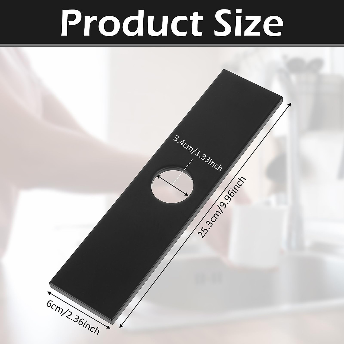 10 Inch Sink Hole Cover Deck Plates Matte Black Faucet Plate Stainless Steel Bathroom Faucet Escutcheon Plates Long Rectangle Cover Deck Plate Escutcheon for Kitchen Bathroom Sink