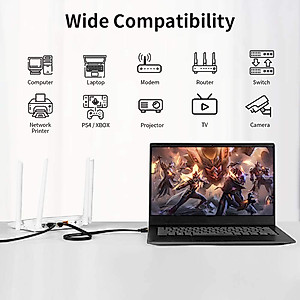 HQGC Cat8 Ethernet Cable 5 ft 5Pack, Internet Cable 40Gbps 2000Mhz 26AWG (OFC) LAN Cable High Speed Ethernet Cord Computer Cables with RJ45 Connectors for Gaming, Switch, Xbox, Modem, Router, PC