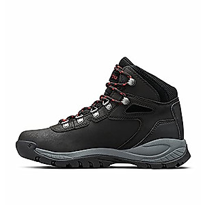 Columbia womens Newton Ridge Plus Waterproof Hiking Boot, Black/Poppy Red, 8 US
