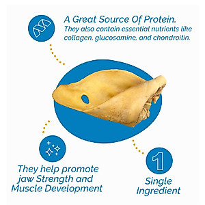 123 Treats Cow Ears for Dogs (1 Pound - Golden) - 100% Natural Made Premium Chews for Your Dog Bulk Beef Treats no Added additives