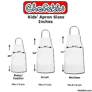 CHEFSKIN Set of 3 White Fabric Apron to Decorate with Marker, Paint, Iron on or Embroidery for Kids Small 4-8 Years
