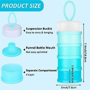 2 Pcs Protein Powder Container, 4 Stackable Leakproof Protein Powder Dispenser, Portable Keychain Protein Powder Container for Workout, Fitness, Travel (Pink, Blue)