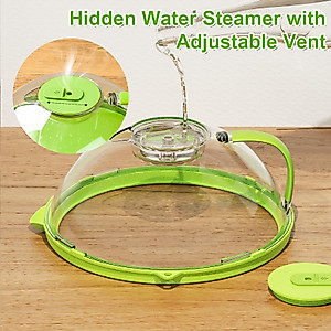 Upgraded Microwave Splatter Cover for Food,Clear Microwave Cover with Water Steamer,Adjustable Vented Splatter Guard,10" Plate Covers,Kitchen Essentials & Gadgets and Accessories