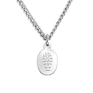 Heartland Store Child's Pink Sterling Silver Oval Miraculous Pendant + 13 Inch Rhodium Plated Chain & Clasp