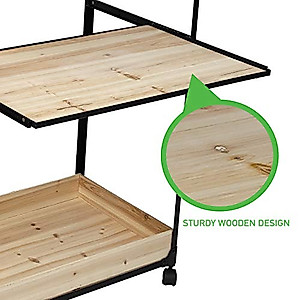 Mind Reader 3-Tier Rolling Beverage Utility Pull-Out Shelf, Kitchen Bar Serving Cart, Steel, Wood, Black