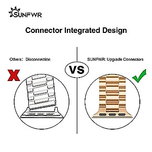 SUNFWR Compatible with Apple Watch Band 45mm 44mm 42mm for Men Women, Stainless Steel Metal iWatch Band with Case for Apple Watch Series 8/7/6/5/4/3/2/1/SE/SE2 (Rose Gold, 42mm/44mm/45mm)