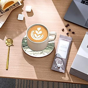 6 Pcs Green Ceramic Coasters with Holder Round Cool Drink Absorbent Coasters Set Best Modern Coffee Table Coasters Art Decorative Coasters Bar Farmhouse Outdoor Coasters Cup Coaster Gift