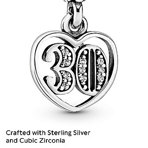 Pandora 30th Celebration Dangle Charm Bracelet Charm Moments Bracelets - Stunning Women's Jewelry - Gift for Women in Your Life - Made with Sterling Silver & Cubic Zirconia