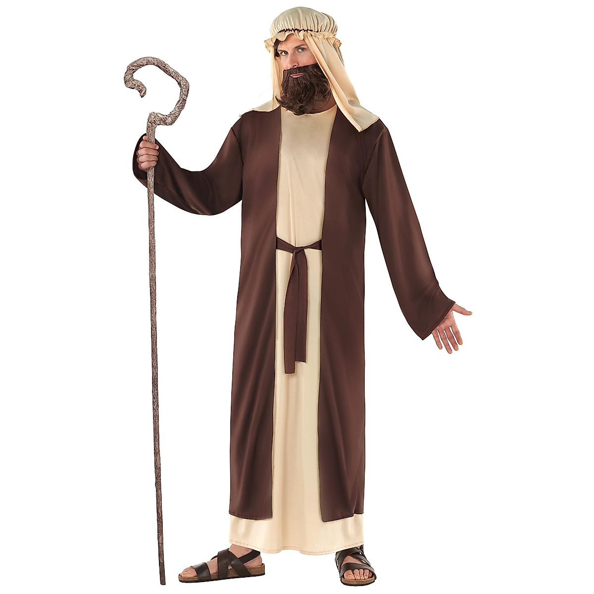 Morph Men's Nativity Joseph Costume (Brown, Large, Pull On) - Biblical Costume for Adults