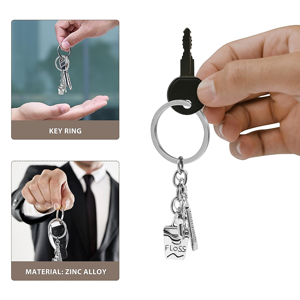 Happyyami Toothbrush Toothpaste Keychain Metal Pendant Key Chain for Birthday Keychain for Kids Children Adults