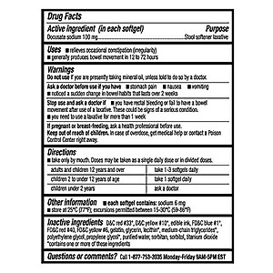 Kirkland Signature ™ Stool Softener Docusate Sodium 100 Mg 400 Softgels