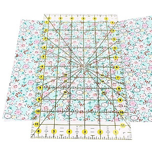 AUTOTOOLHOME Quilting Ruler Acrylic Quilters' Ruler for Easy Precision Cutting Fabric Paper, 6.5" x 12" for Quilting, Sewing & Crafts Template