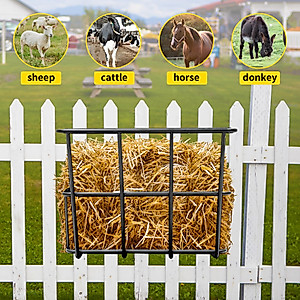 TMEE Hay Feeder Goat Rack Horse Sheep Wall Mount Feeder Heavy Duty Galvanized Steel Hay Basket for Cattle Cows Livestock in Farm