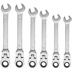 TOPDEEP Ratcheting Combination Wrench Set, 12 Piece 8-19mm Metric Flex Head Ratcheting Wrench, Chrome Vanadium Steel Ratcheting Spanner Wrench with Carrying Bag
