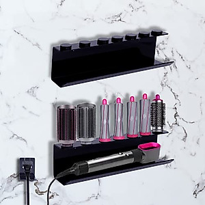 LONCHDAN Storage Holder for-Dyson Airwrap Curling Iron Accessories Hair Dryer Holder Acrylic Wall Mounted Stand Rack for-Dyson Air Wrap Styler with Adhesive (for Some Airwrap Not All)
