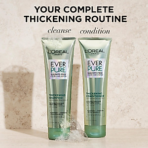 L’Oréal Paris Thickening Sulfate Free Conditioner, Thickens + Strengthens Thin, Fragile Hair, Hair Care with Rosemary Leaf, EverPure, 8.5 Fl Oz (Packaging May Vary)