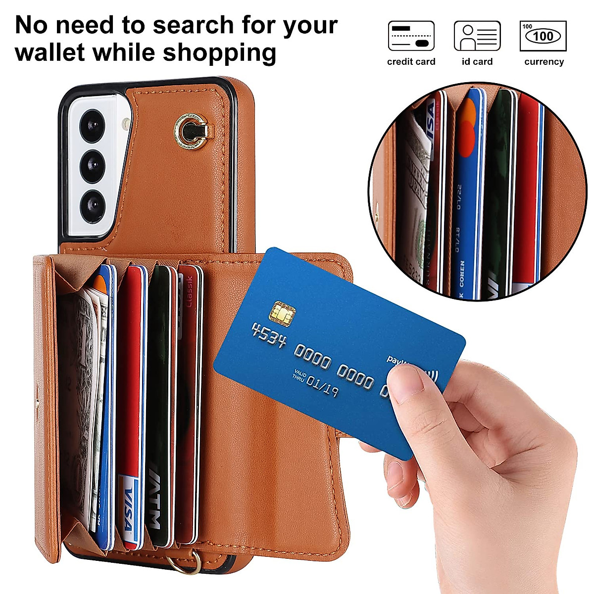 Asuwish Phone Case for Samsung Galaxy S21 5G 6.2 inch Wallet Cover with RFID Blocking Credit Card Holder Wrist Crossbody Strap Lanyard Stand Leather Girls Cell Accessories S 21 21S G5 Women Men Brown