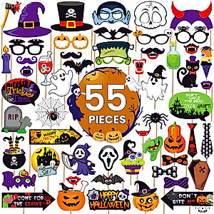 KatchOn, Halloween Photo Booth Props - Large, Pack of 56 | Hocus Pocus Halloween Photo Props for Photoshoot | Halloween Selfie Props, Witch Photo Props | Halloween Birthday Photo Booth Props