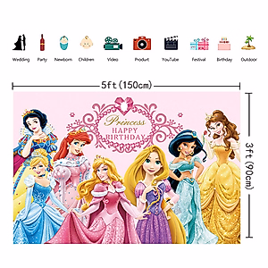 GCH Princess Backdrop Pink Baby Shower Backdrop for Girl 1st Birthday Photography Background Princess Birthday Party Supplies Table Decoration Banner Customized Backdrops (5X3FT(150X90CM))