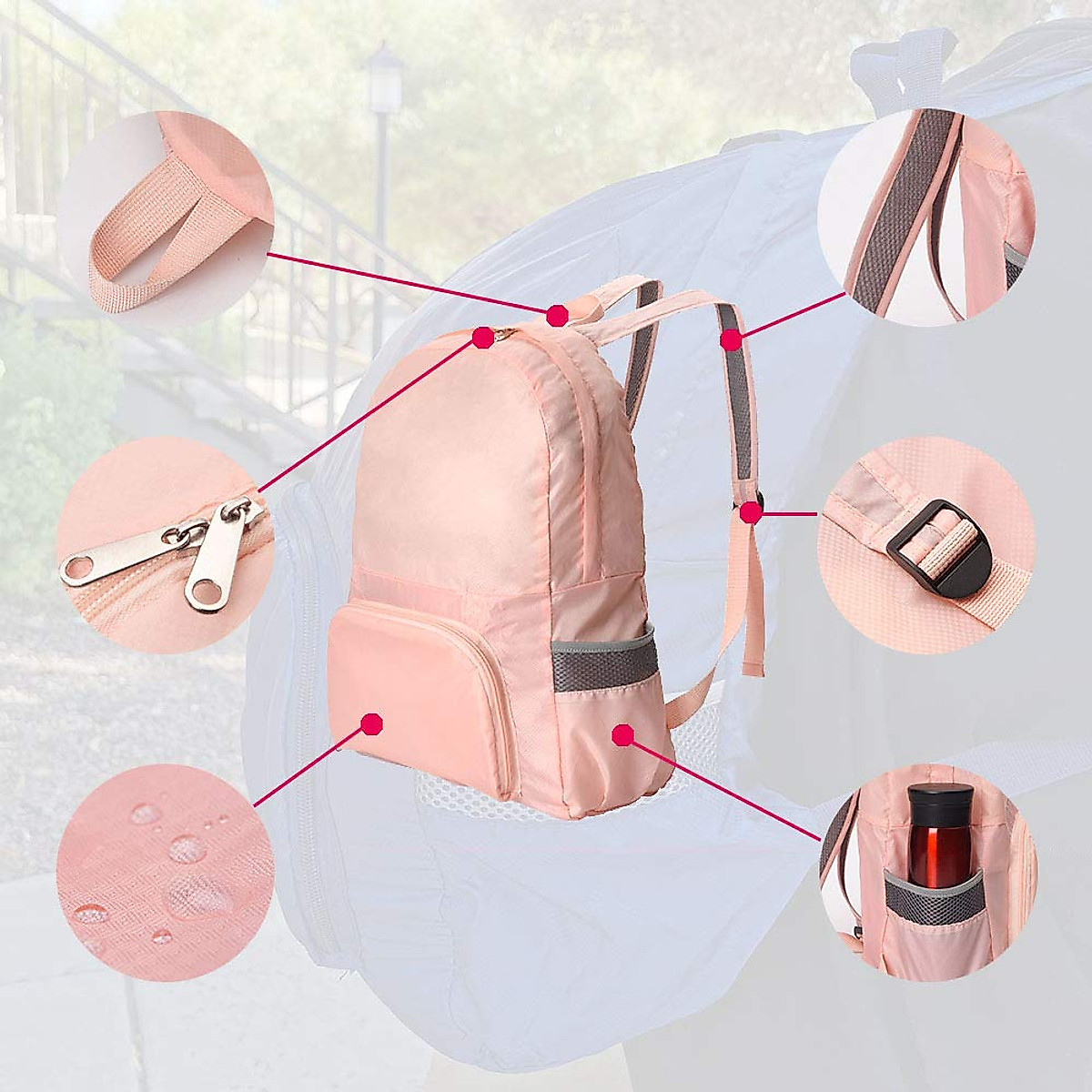 TRAVEL LITE FOLDABLE LIGHTWEIGHT DURABLE TRAVEL BACKPACK | PACKABLE BACKPACK | DAYPACK (Beige)