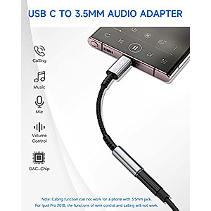 LERTOSEN 2 in 1 USB C to 3.5mm Headphone and Charger Adapter + USB Type C to 3.5mm Female Headphone Jack Adapter (Bundle)