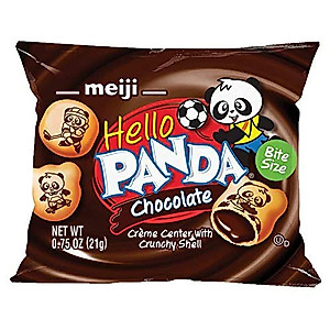 Meiji Hello Panda Cookies, Chocolate Crème Filled - 32 Count, 0.75oz Packages - Bite Sized Cookies with Fun Panda Sports