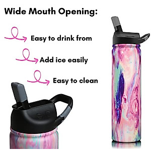 Seriously Ice Cold SIC 27oz Insulated Water Bottle Thermos, Premium Triple Layer Vacuum Stainless Steel, BPA Free Wide Mouth Lid with Carabiner Clip