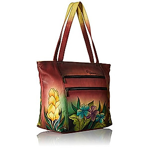 Anna by Anuschka womens N157Genuineleatherconvertible Large Tote Hand-painted Original Artwork,Mediterranean Garden,Large