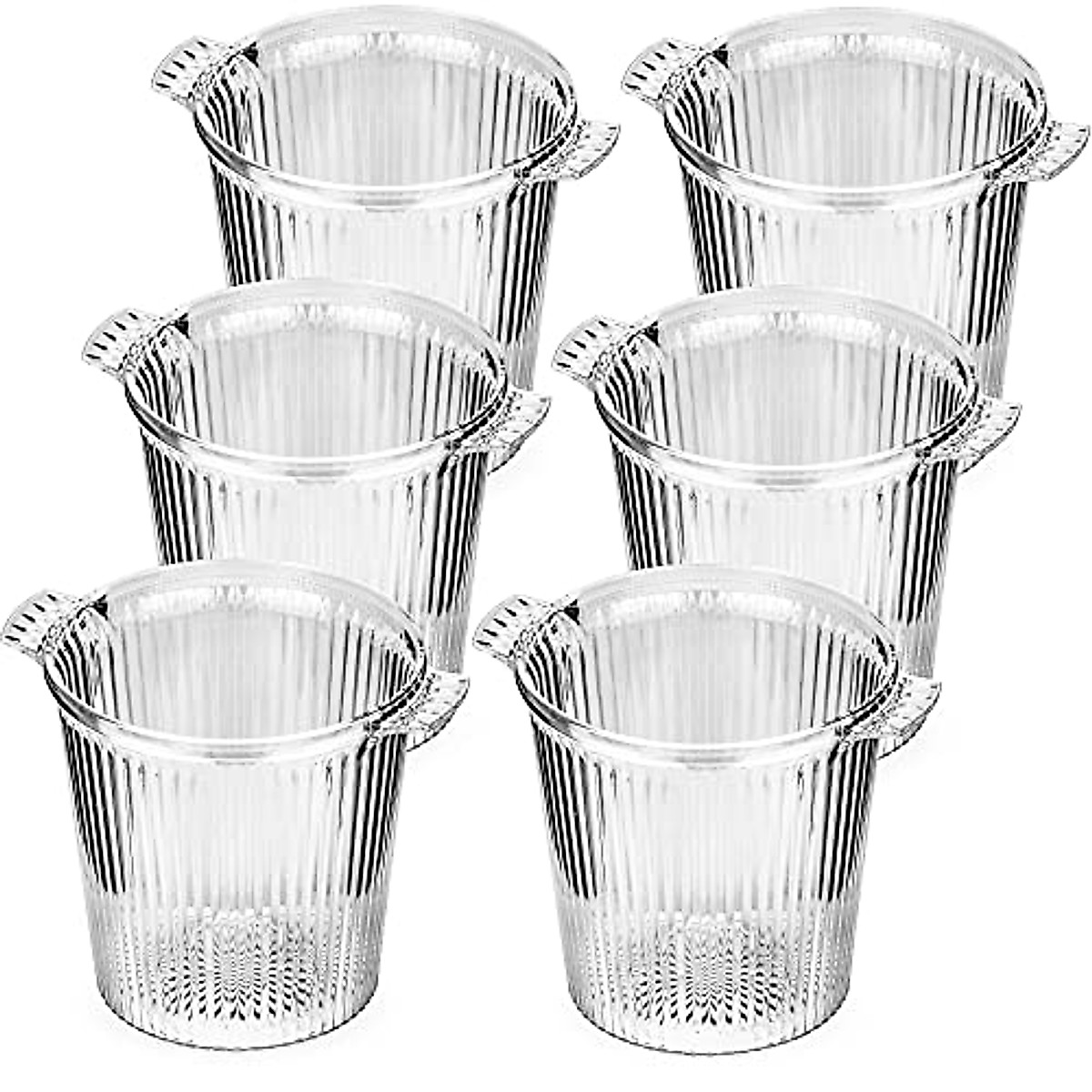 DecorRack 6 Pack Acrylic Ice Buckets with Handles, 2.5 Liter Crystal Clear Wine Buckets, Perfect Champagne Bottle Tubs for Parties (Pack of 6)