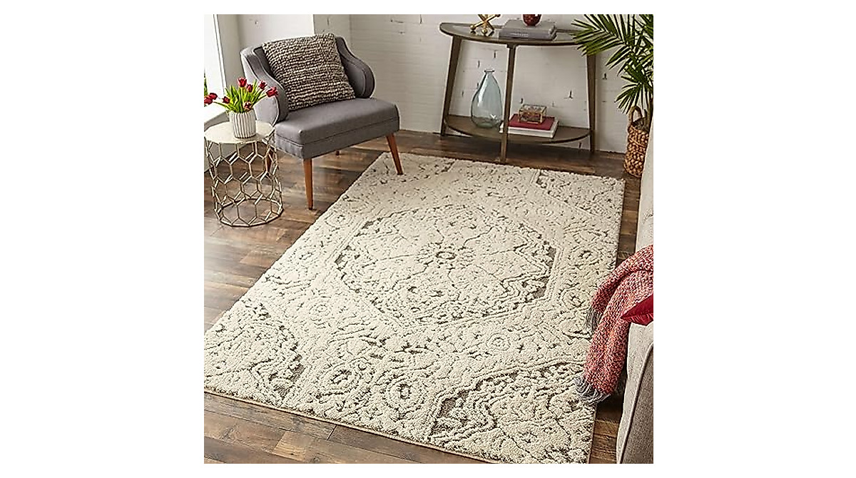 Mohawk Home Francesca Light Gray Area Rug - Stylish & Durable 5x8