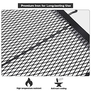 Lineslife Square Fire Pit Cooking Grill Grates, Folding Outdoor Campfire BBQ Grill Rack with Handles, Portable Outside Camping Gear Cookware and Accessory, 30 Inch
