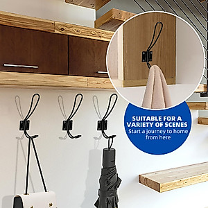 5 Pack Rustic Entryway Hooks - Black Wall Mounted Coat Rack with Metal Screws, Vintage Double Coat Hooks, Durable and Easy to Install Farmhouse Hooks for Hanging Clothes, Coats, Hats
