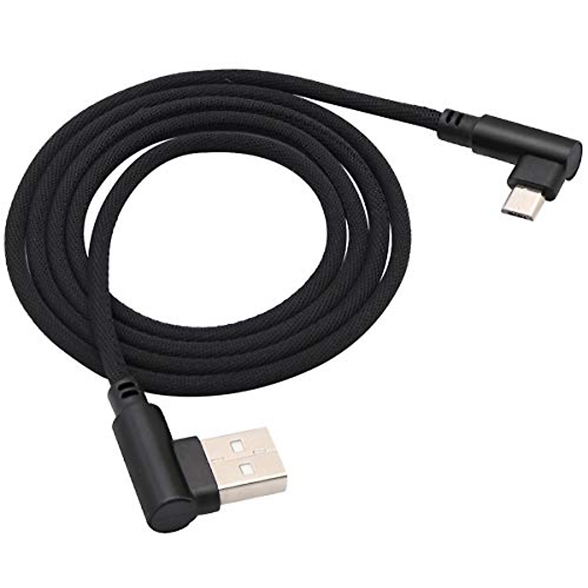 AAOTOKK 3 Ft 90 Degree Micro USB Cable Right Angle USB 2.0 Micro Male Nylon-Braided Fast Sync & Charging Cord Compatible with Android, Samsung, LG,Huawei, Smartphones & More(Black/3-Pack)