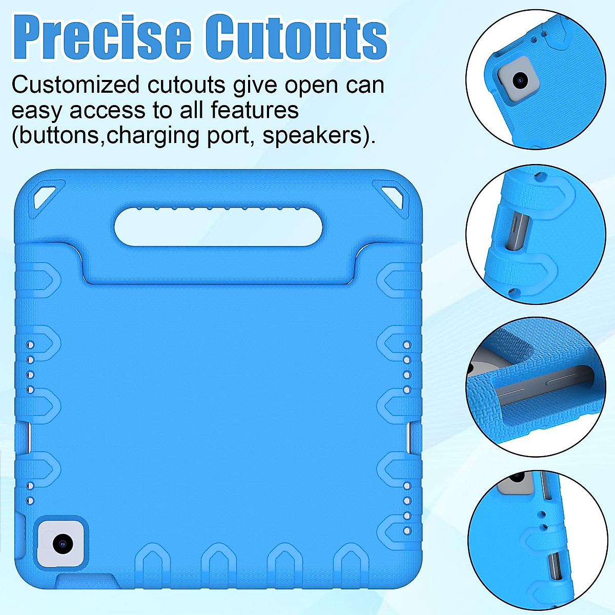 BMOUO Kids Case for iPad Air 5th/4th Generation (10.9 inch,2022/2020), iPad Air 5/4 Case with Screen Protector, Shockproof Protective Kids Case with Handle Stand for iPad Air 4/5 Gen, Blue