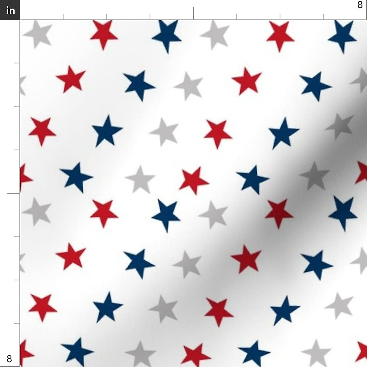 Spoonflower Fabric - Stars USA America Red White Blue July 4Th Patriotic Stripes Printed on Petal Signature Cotton Fabric Fat Quarter - Sewing Quilting Apparel Crafts Decor