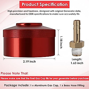 Upgrade Extended Run Fuel Gas Cap for Honda EU1000i EU2000i EU3000i Handi Champion 2000W Westinghouse 2200W WH2200iXLT Generators, Fuel Gas Cap with Brass Hose Red