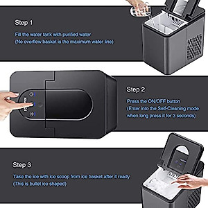 SOOPYK Ice Makers Countertop | Portable Ice Maker Cube | 27 lbs in 24 hrs | 9 Ice Cubes Per 5-8 Mins | Ice Maker Machine Self Cleaning Function | Ice Scoop and Basket,Stainless Steel