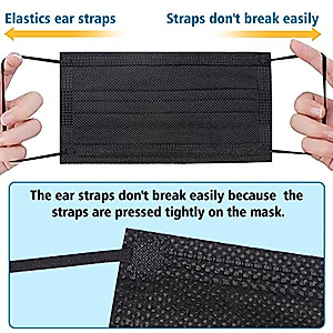 100PCS Face Masks, Masks Disposable, 3 Layer Protection Black Disposable Face Masks for Adult, Teenager, elderly