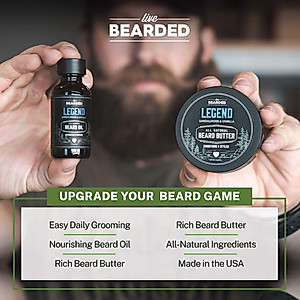 Live Bearded: Beard Oil and Beard Butter Grooming Kit - Executive - All-Natural Ingredients with Shea Butter, Argan Oil, Jojoba Oil and More - Beard Growth Support - Made in the USA