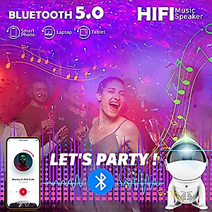 Star Projector Galaxy Night Lights Christmas Gift -5 in 1 Galaxy Projector Space Dog Design 21 Colors, Bluetooth Speaker, 8 White Noise, Ceiling Star Night Light for Adult Kid Halloween Holiday Party