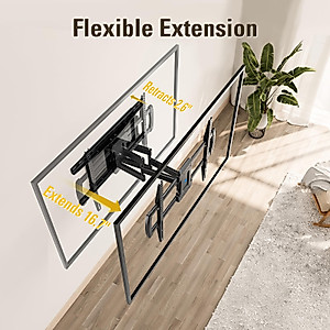 Mounting Dream TV Wall Mounts TV Bracket for Most 42-84 Inch TVs, UL Listed Premium TV Mount Full Motion with Articulating Arms, Max VESA 600x400mm and 100LBS, Fits 16", 18", 24" Studs, MD2296-24K