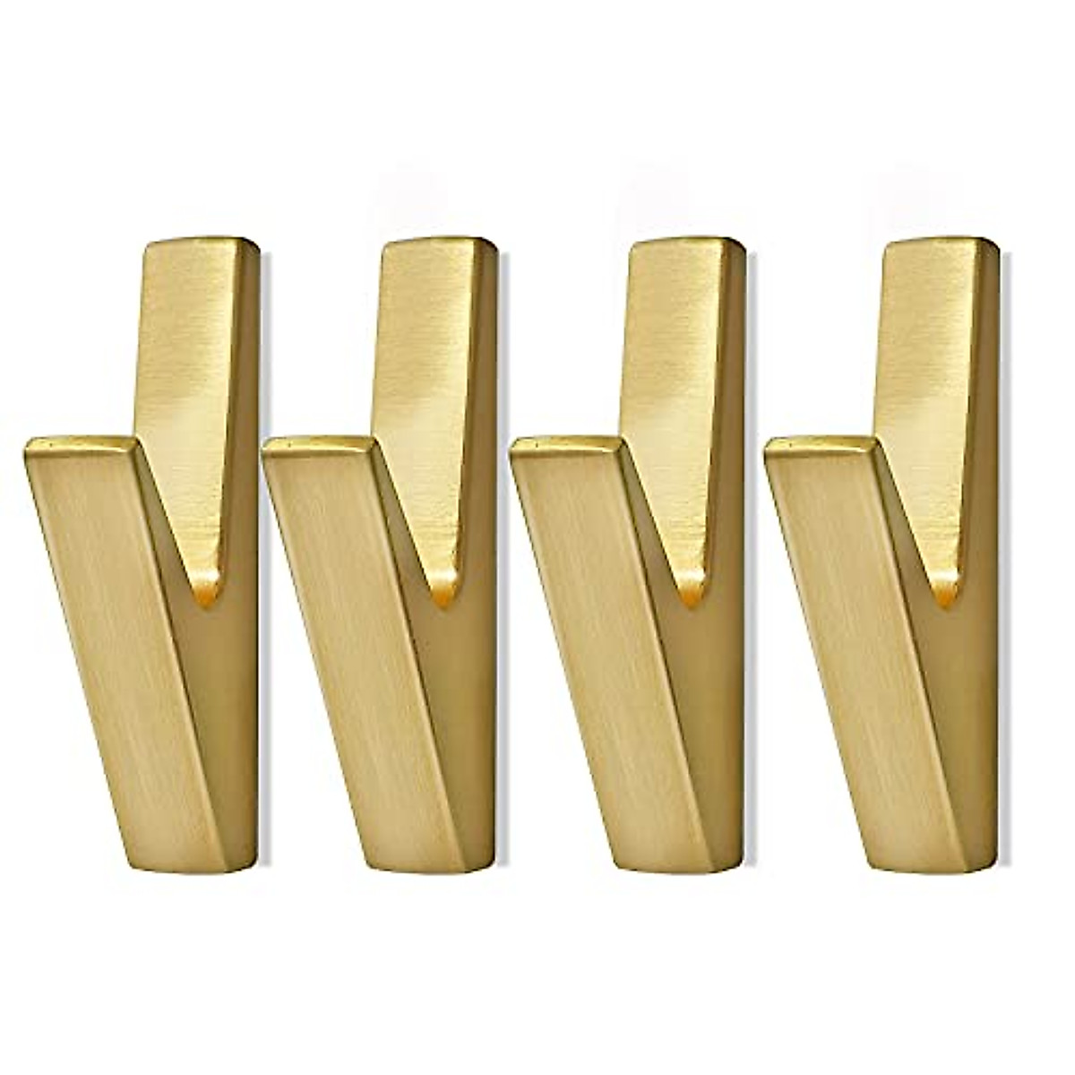 4 Packs Coat Hooks,Heavy Duty Wall Mounted Hooks for Single Hanging Towels Clothes,Metal Hooks for Closets Kitchen Bathroom,Hardware Robe Hooks for Scarf, Bag, Key,Hat (Gold)