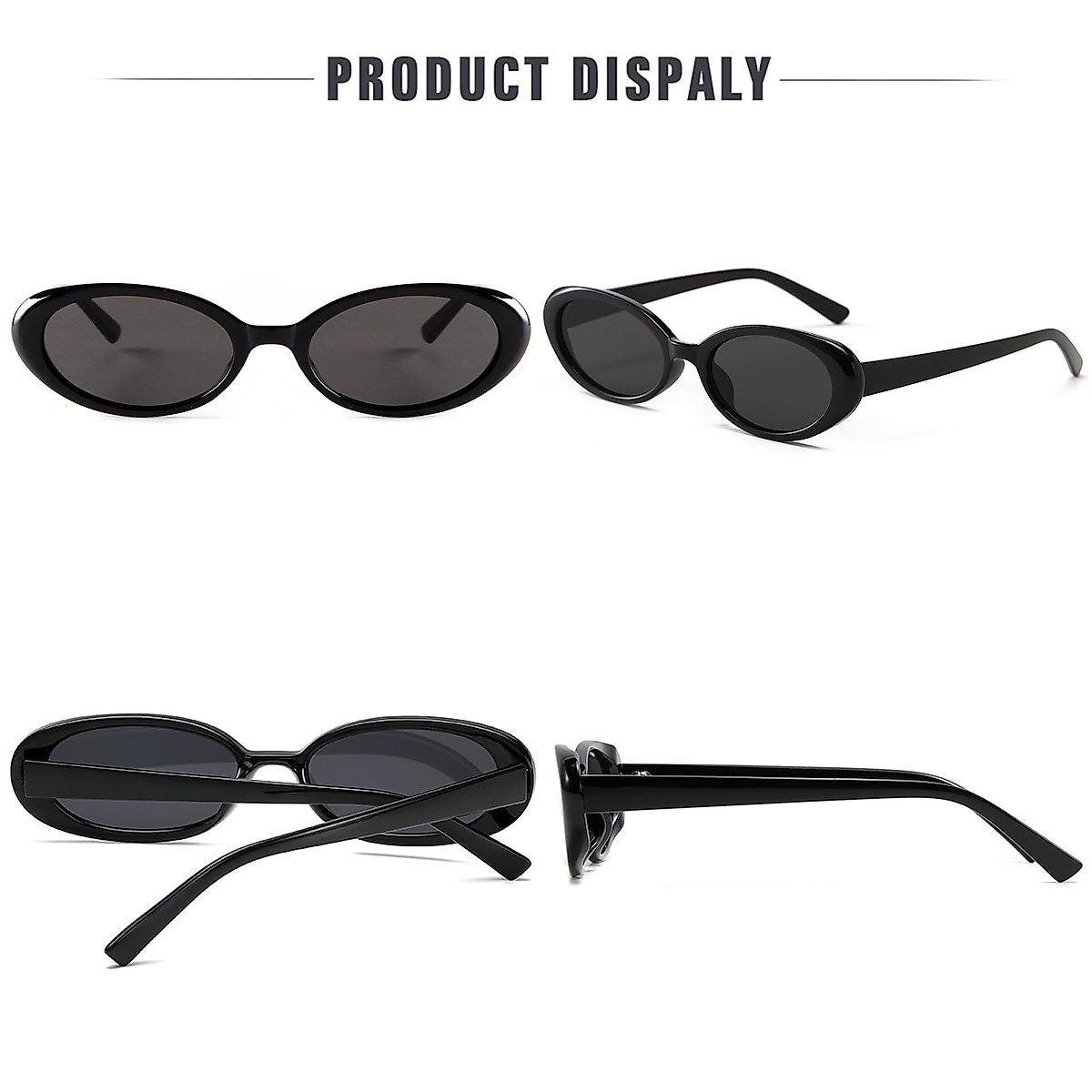 JUDOO Tiny Small 90s Sunglasses for Women Men Retro Oval Tinted Glasses