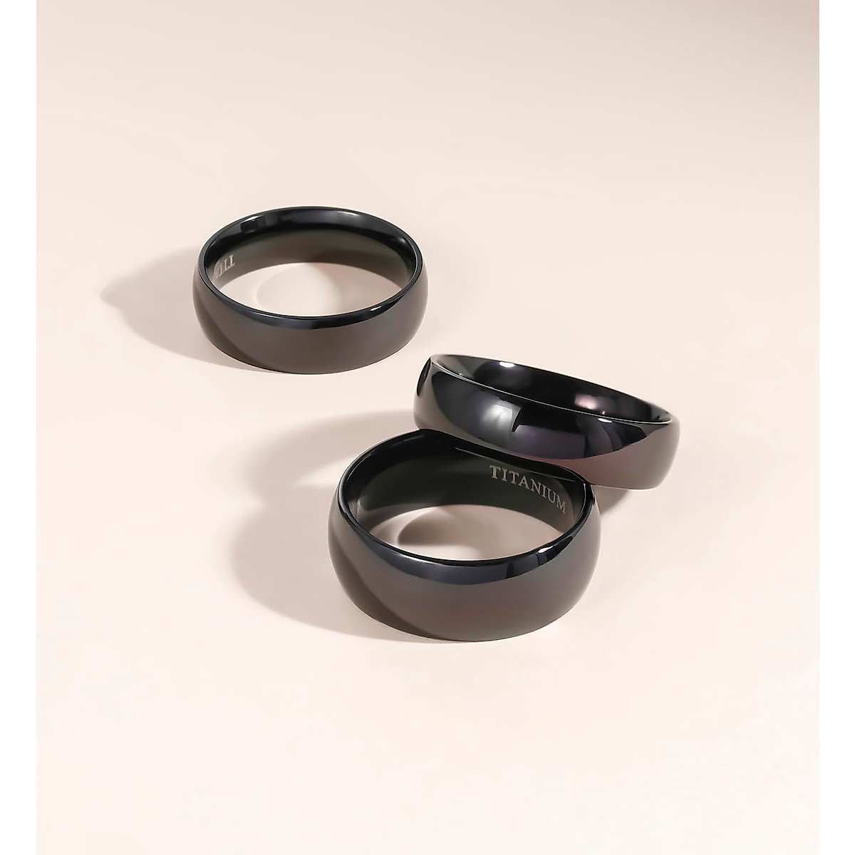 TIGRADE Black Titanium Ring 2mm 4mm 6mm 8mm Dome High Polished Wedding Band Size 4-15 (4mm, 14.5)